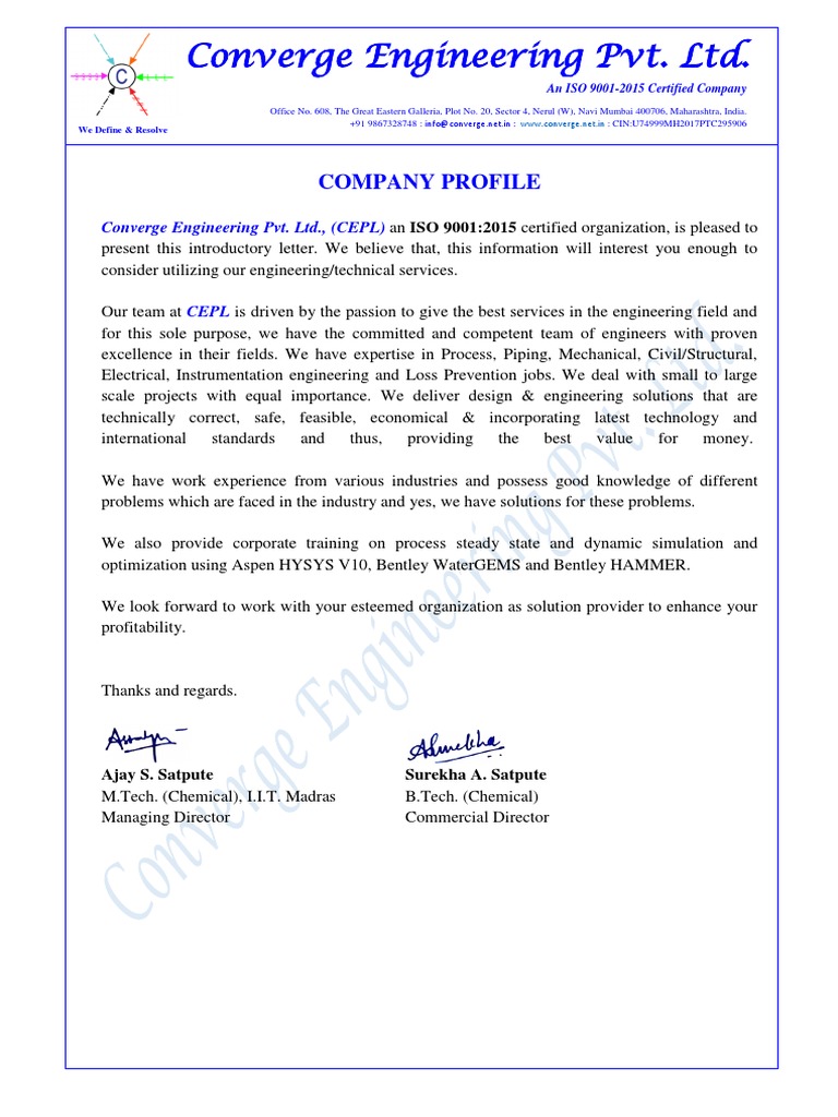 CEPL Company Profile | PDF | Engineering | Specification (Technical ...