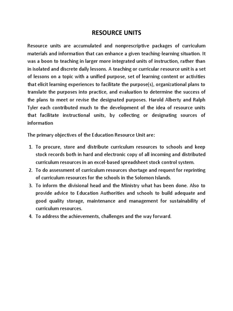 Resource Units | PDF