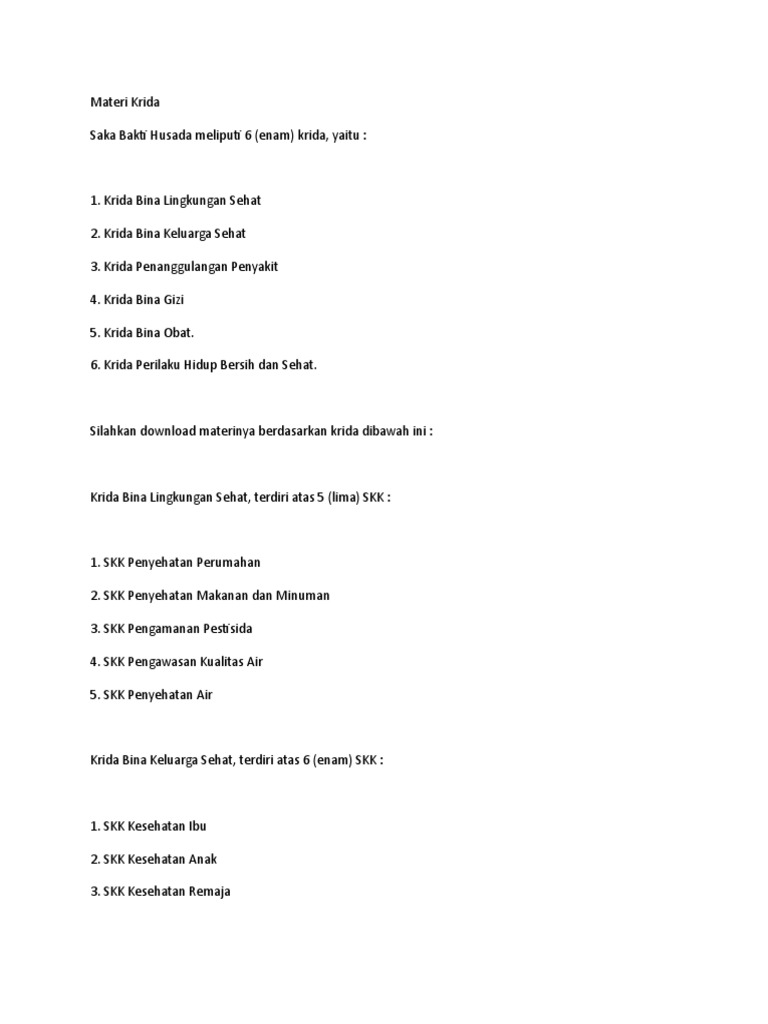 Materi Krida (Saka Bakti Husada) | PDF