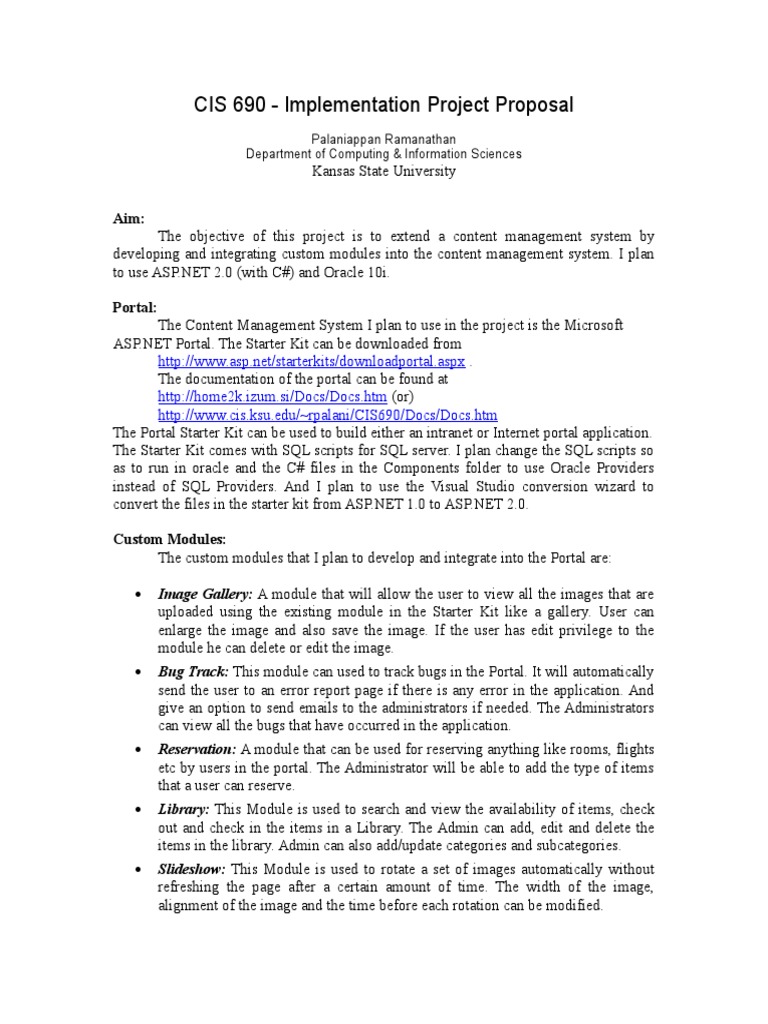 CIS 690 - Implementation Project Proposal: Palaniappan Ramanathan ... CIS 690 - Implementation Project Proposal: Palaniappan Ramanathan ...