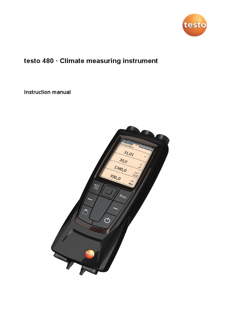 Testo 480 Climate Measuring Instrument: Instruction Manual | PDF ...