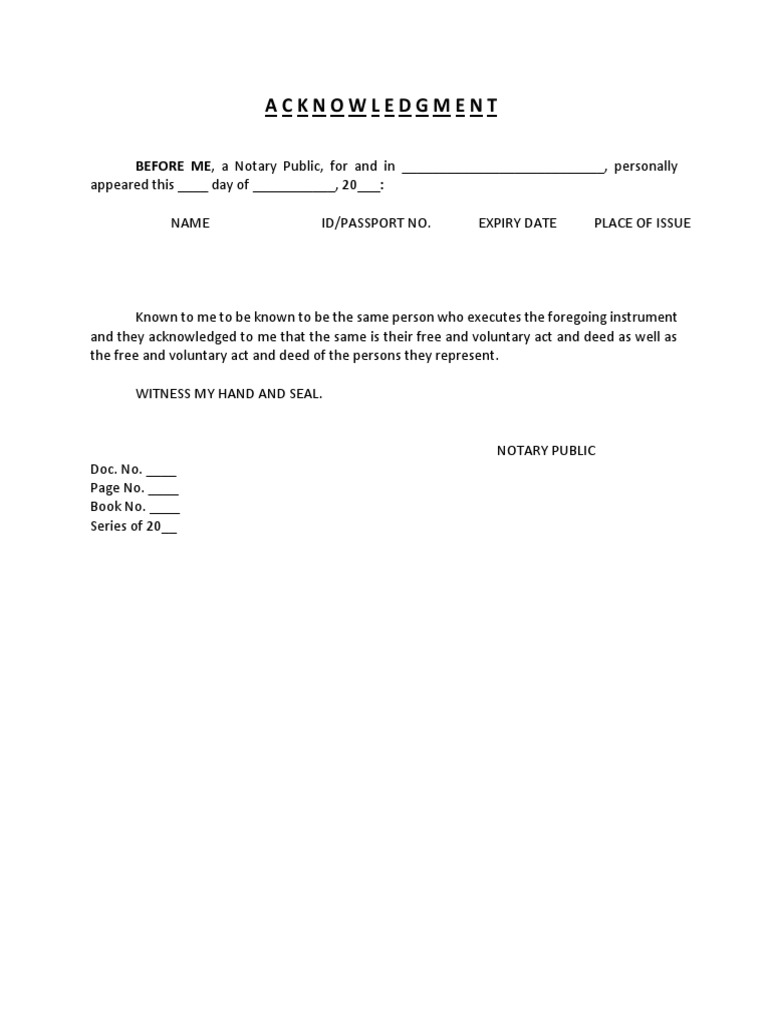 Notary Public Acknowledgment Sample | PDF