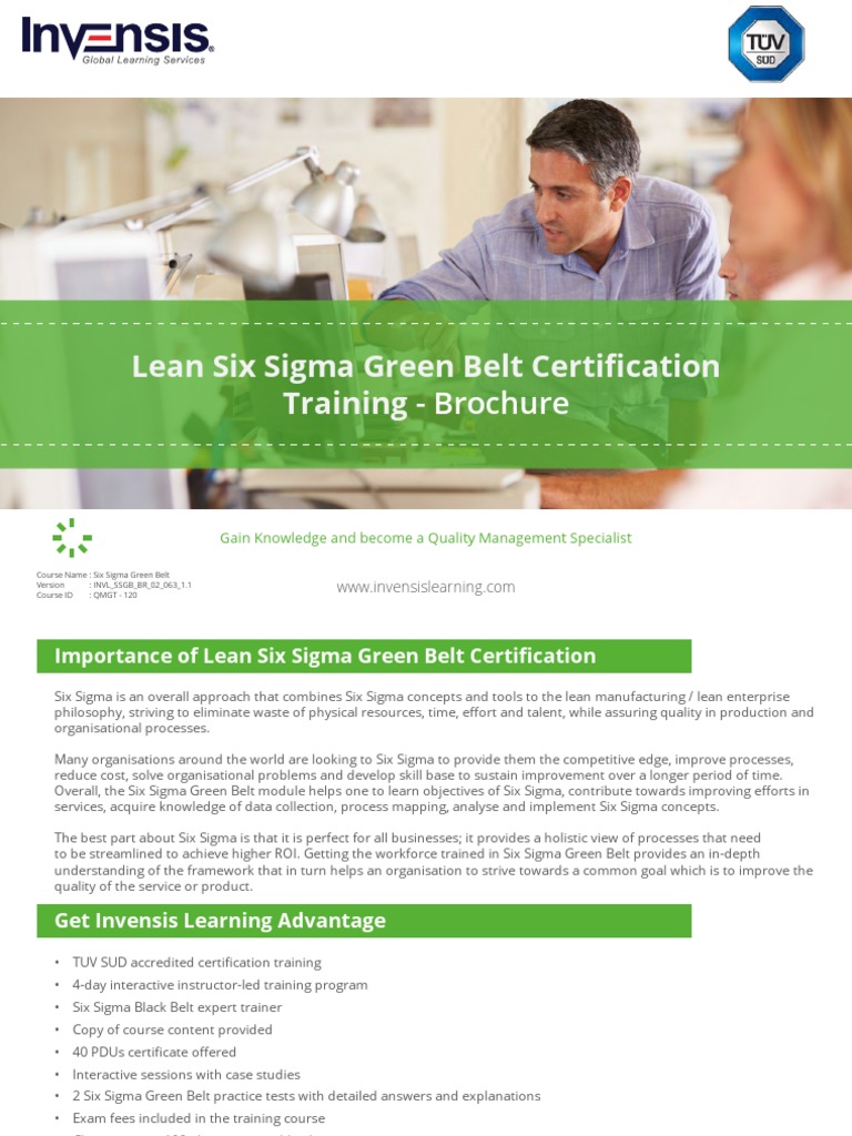 Lean Six Sigma Green Belt Certification Training - Brochure | PDF | Six Sigma | Lean Manufacturing