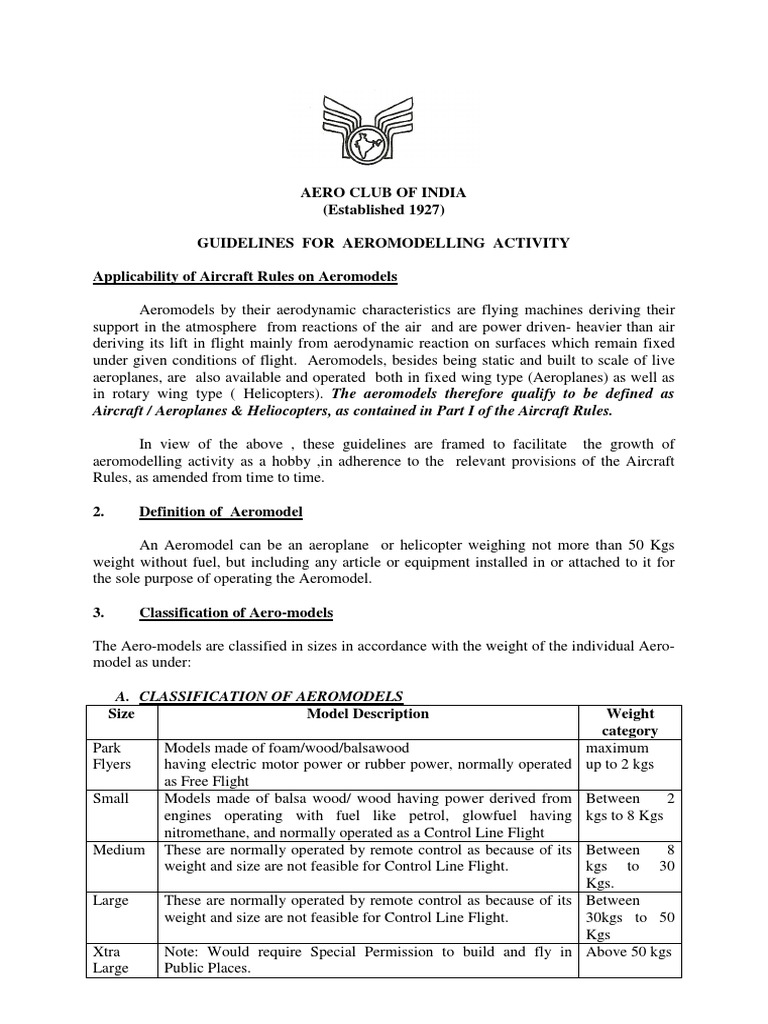 Guidelines For Aeromodelling Club | PDF | Aircraft | Flight