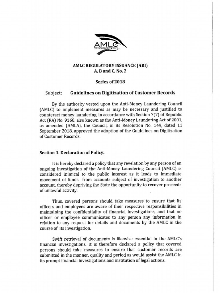 Amlc Resolution 149, Digicur Ari (Original Signed) | PDF