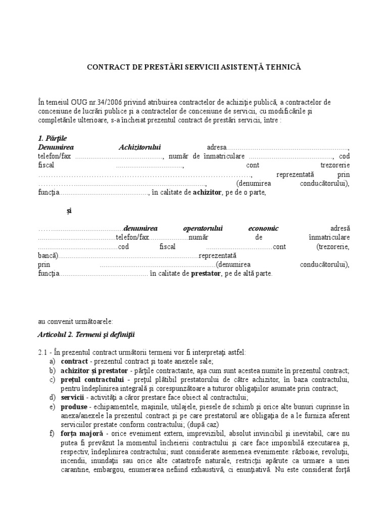 Model Contract Asistenta Tehnica