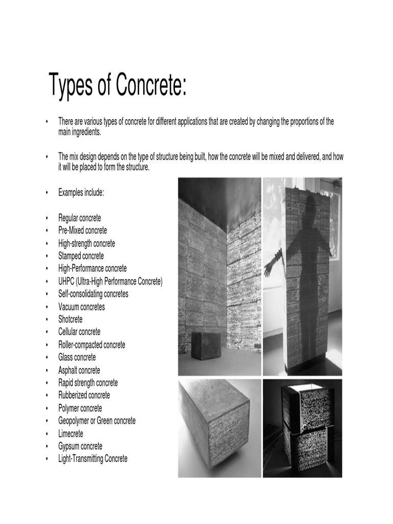 Types of Concrete for Various Applications | PDF | Home & Garden