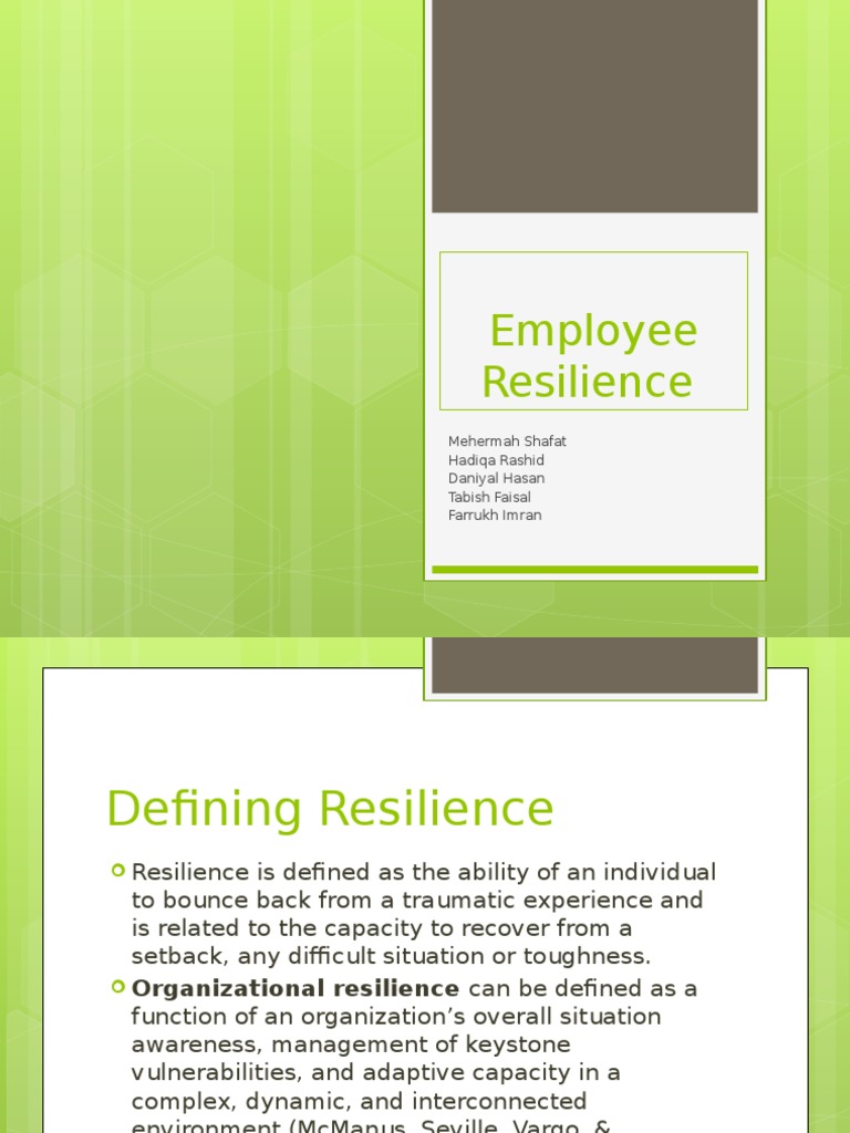 Analyzing Factors That Impact Employee Resilience: A Study of Optimism ...
