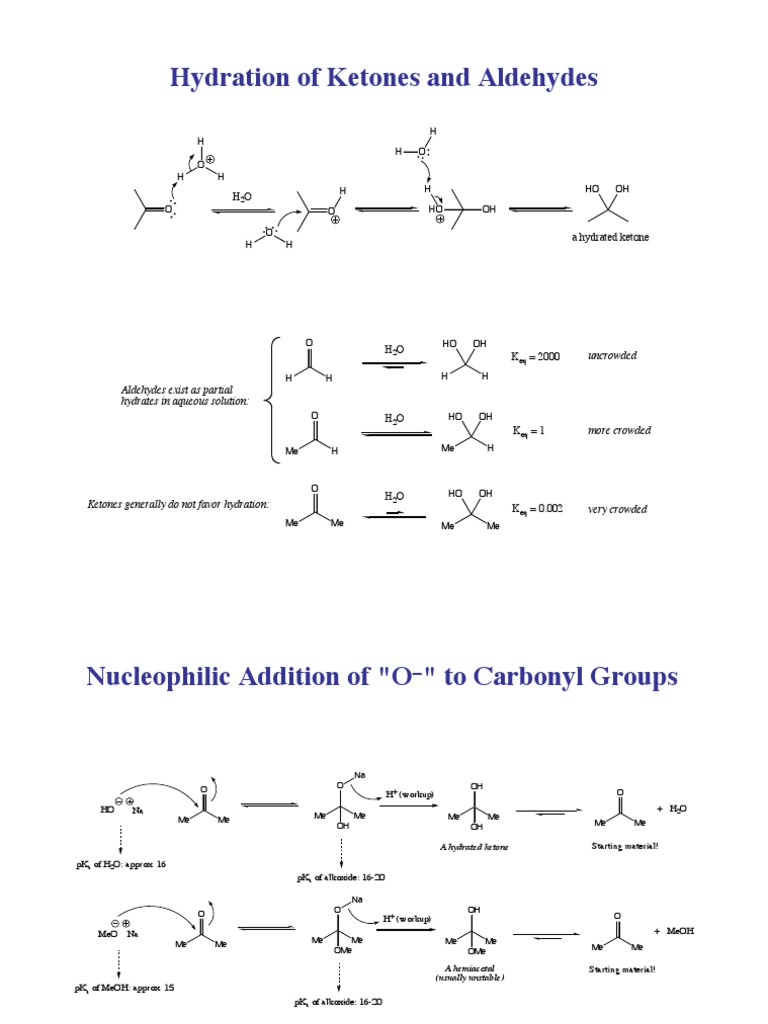 Hydration of Ketones and Aldehydes | PDF | Aldehyde | Ketone