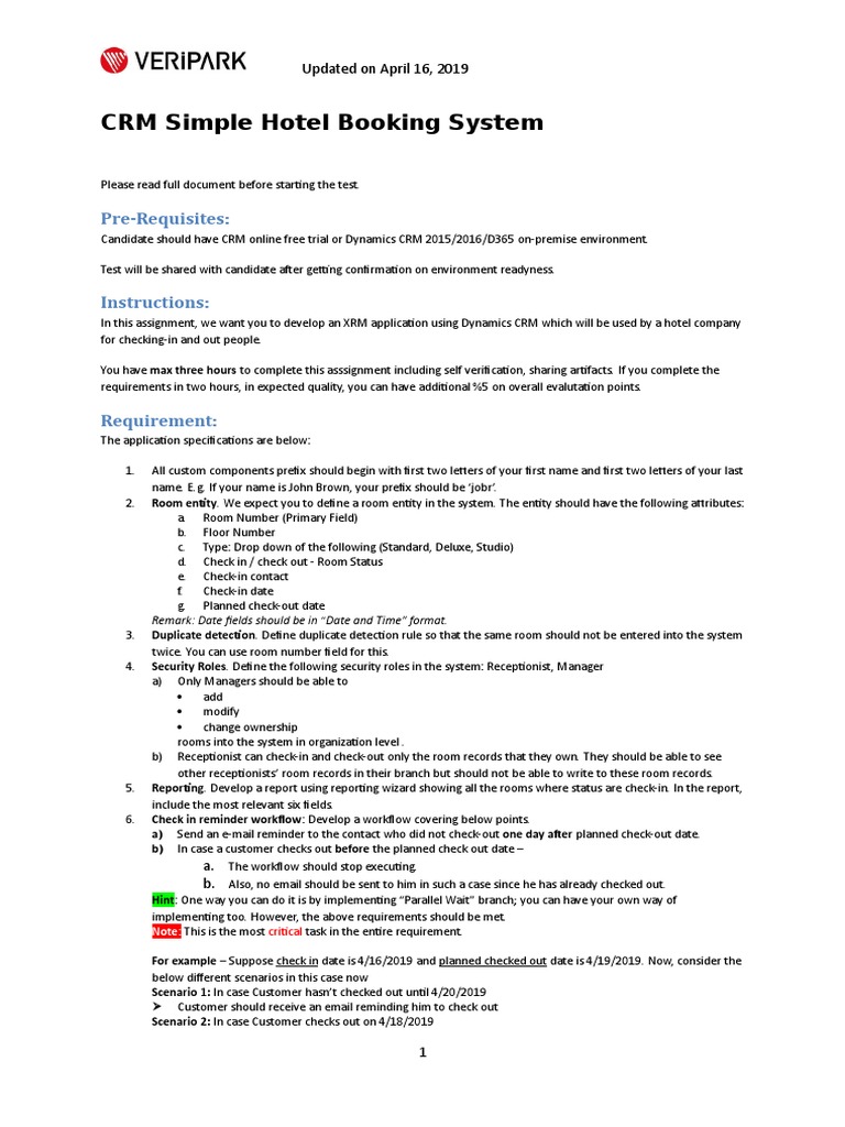 VijayKumar - CRM - Simple Hotel Booking Assignment v04 | PDF | Information Technology Management ...