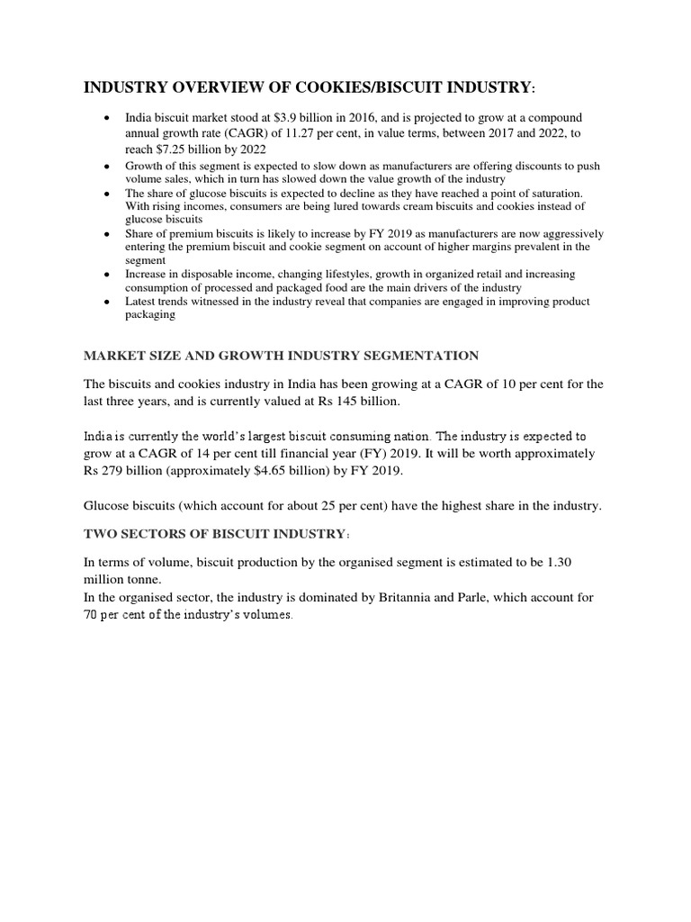 Industry Overview of Cookies/Biscuit Industry: Market Size and Growth Industry Segmentation ...
