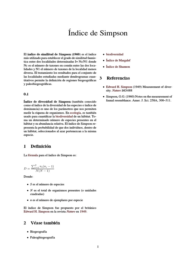 Índice de Simpson | PDF | Taxa | Biogeografia