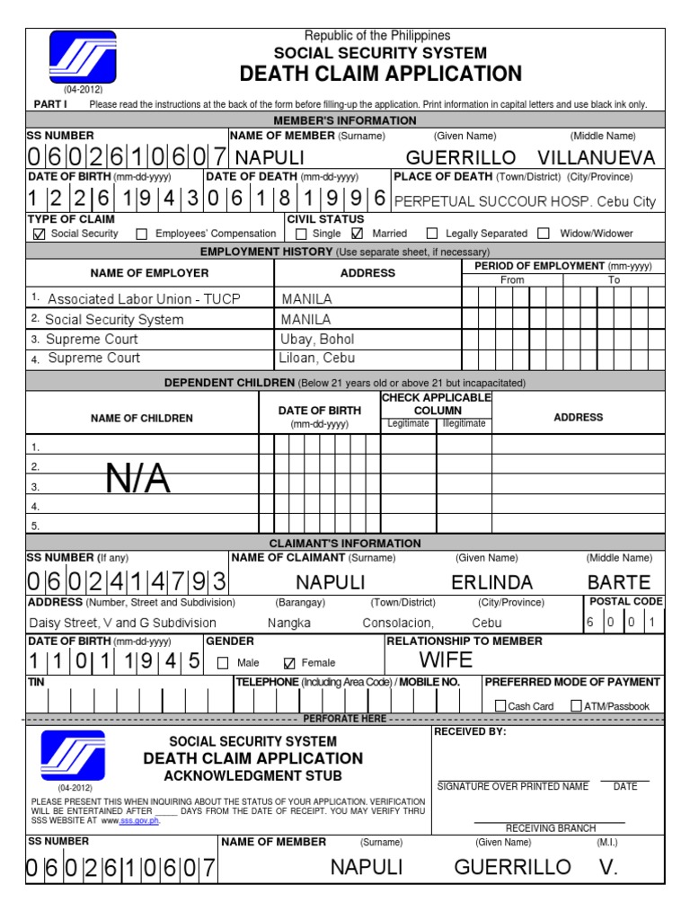 SSSForm Death Claim | PDF | Identity Document | Government Information