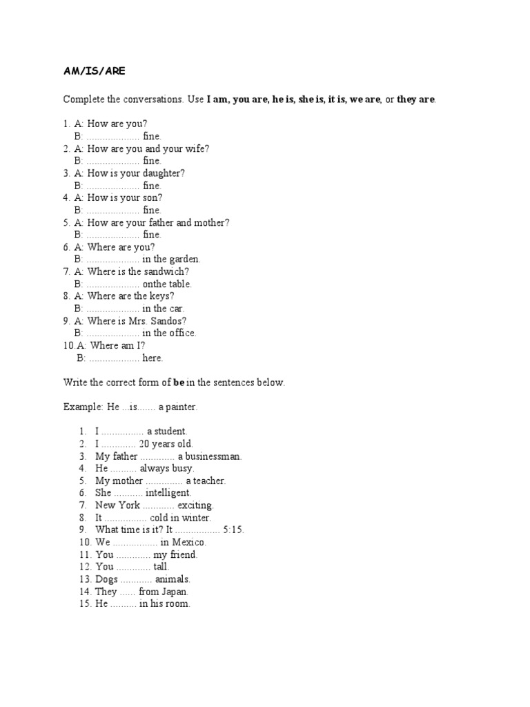 Am Is Are | PDF
