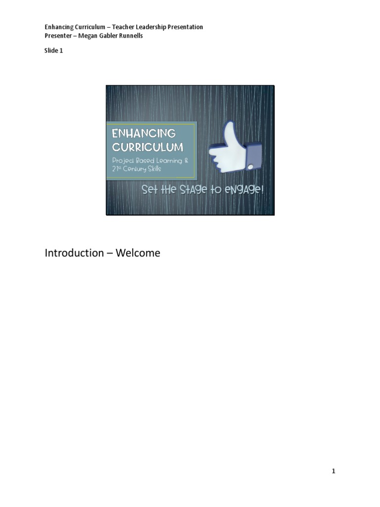 Teacher Leadership Presentation - Presenter Notes | PDF | Project Based ...