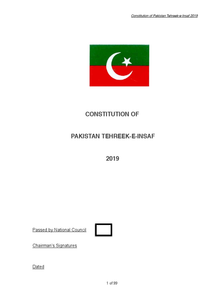 PTI Constitution Overview 2019 | PDF | Pakistan | Local Government