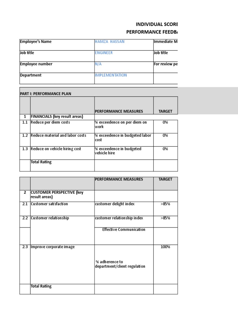 Engineer Performance Review Form | PDF | Per Diem | Benchmarking