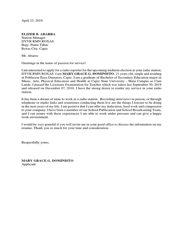 Grace Application | PDF