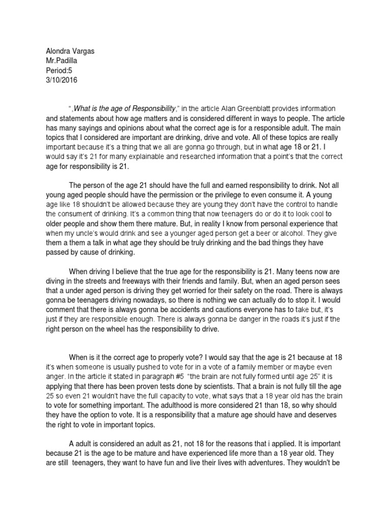 Age of Responsibility | Download Free PDF | Adolescence | Beverages