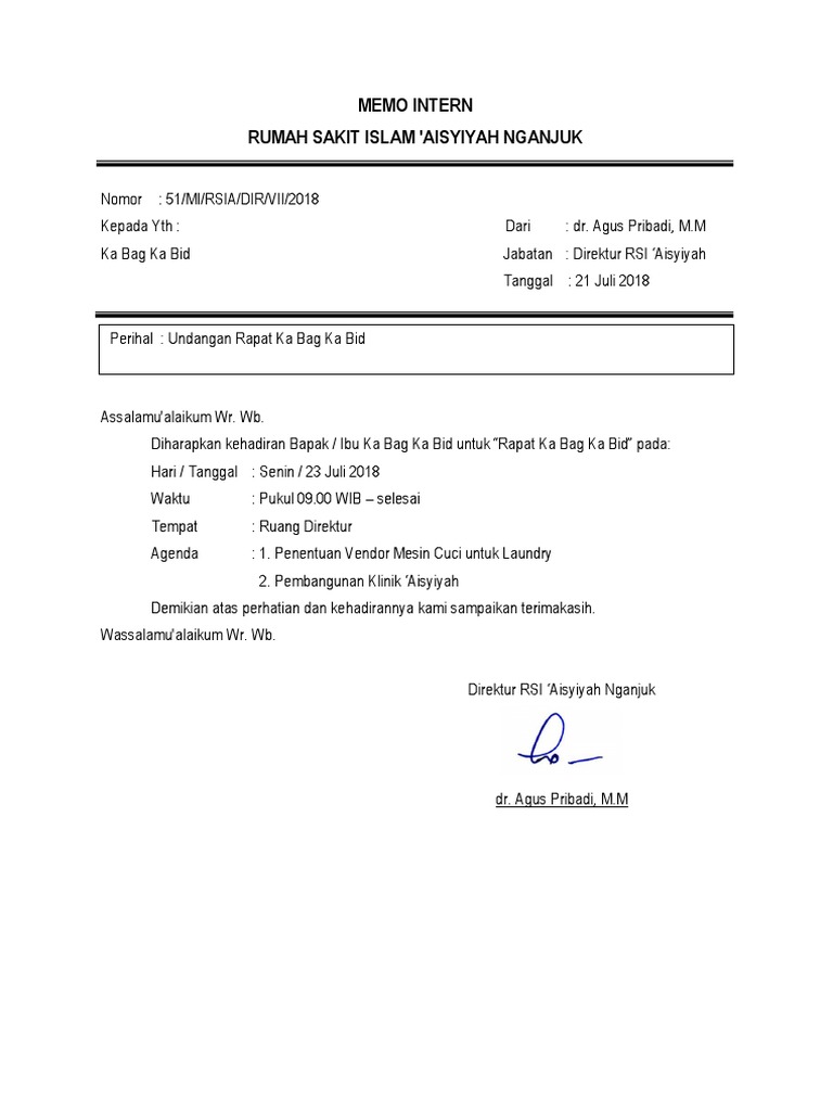 Memo Intern Undangan Rapat | PDF