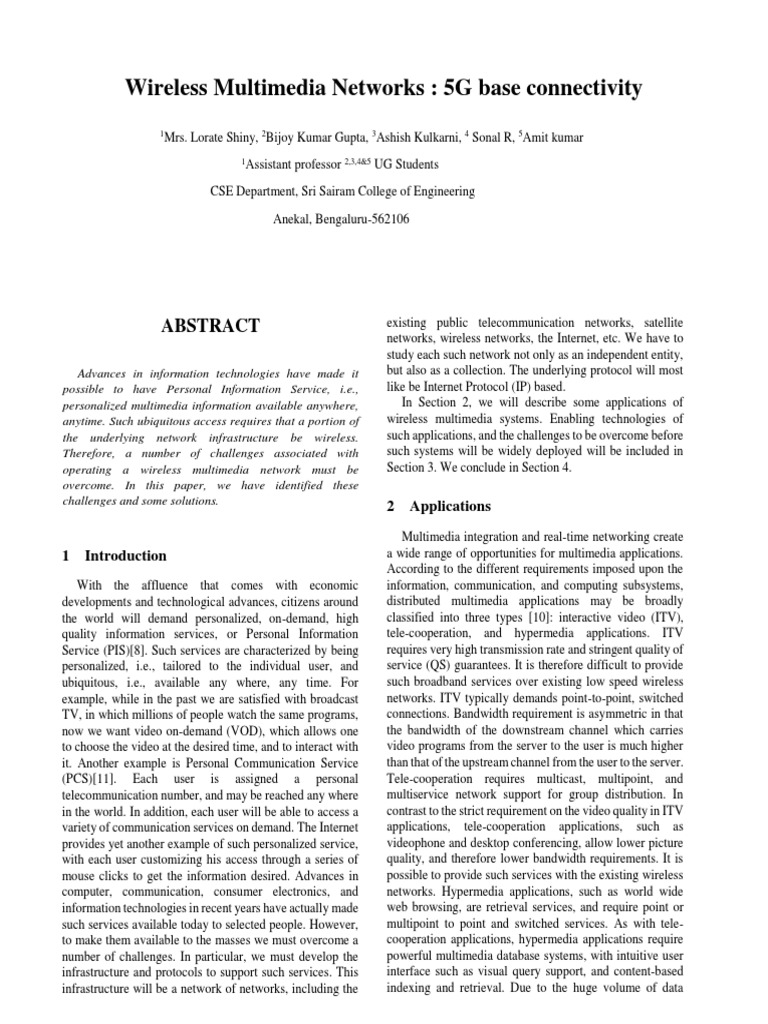 Wireless Network | PDF | Videotelephony | Computer Network