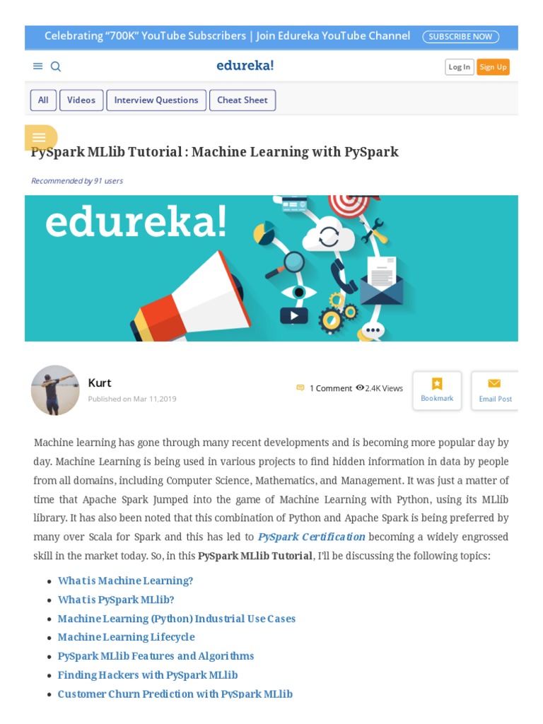 Pyspark Material | PDF | Apache Spark | Machine Learning Pyspark Material | PDF | Apache Spark | Machine Learning
