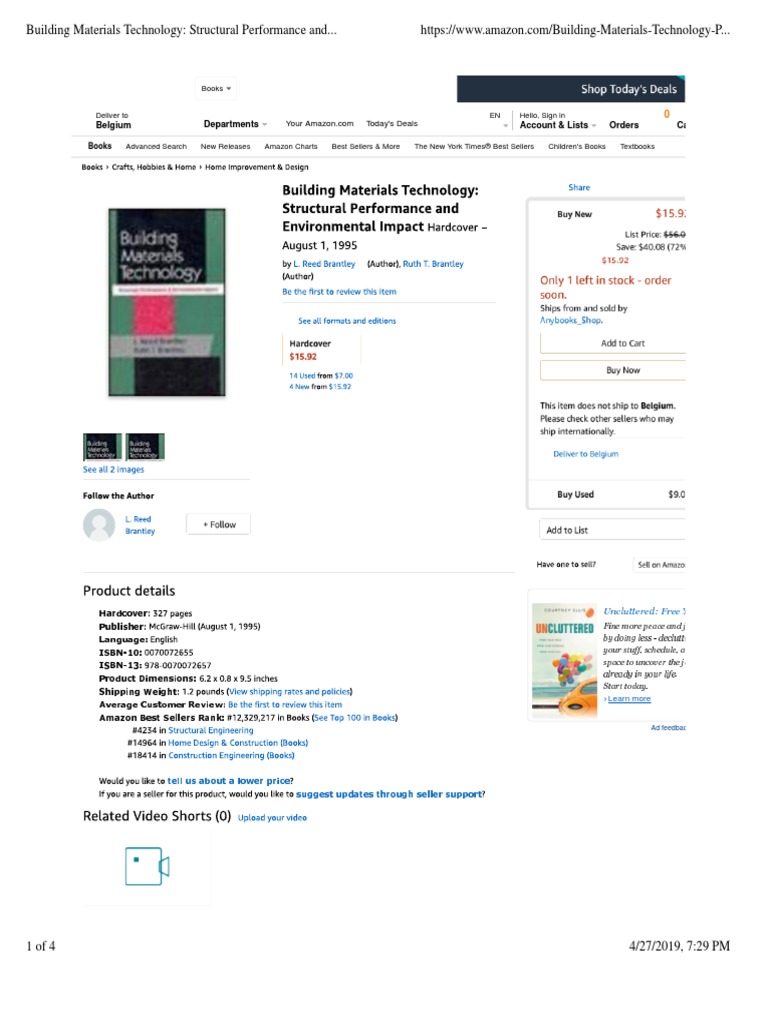 Building Materials Technology Structural Performance and Environmental ...