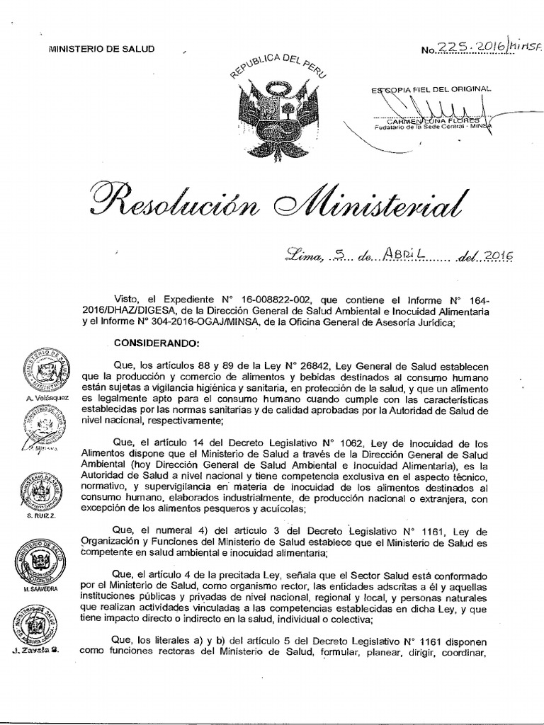 RM - 225 2016 Minsa PDF | PDF