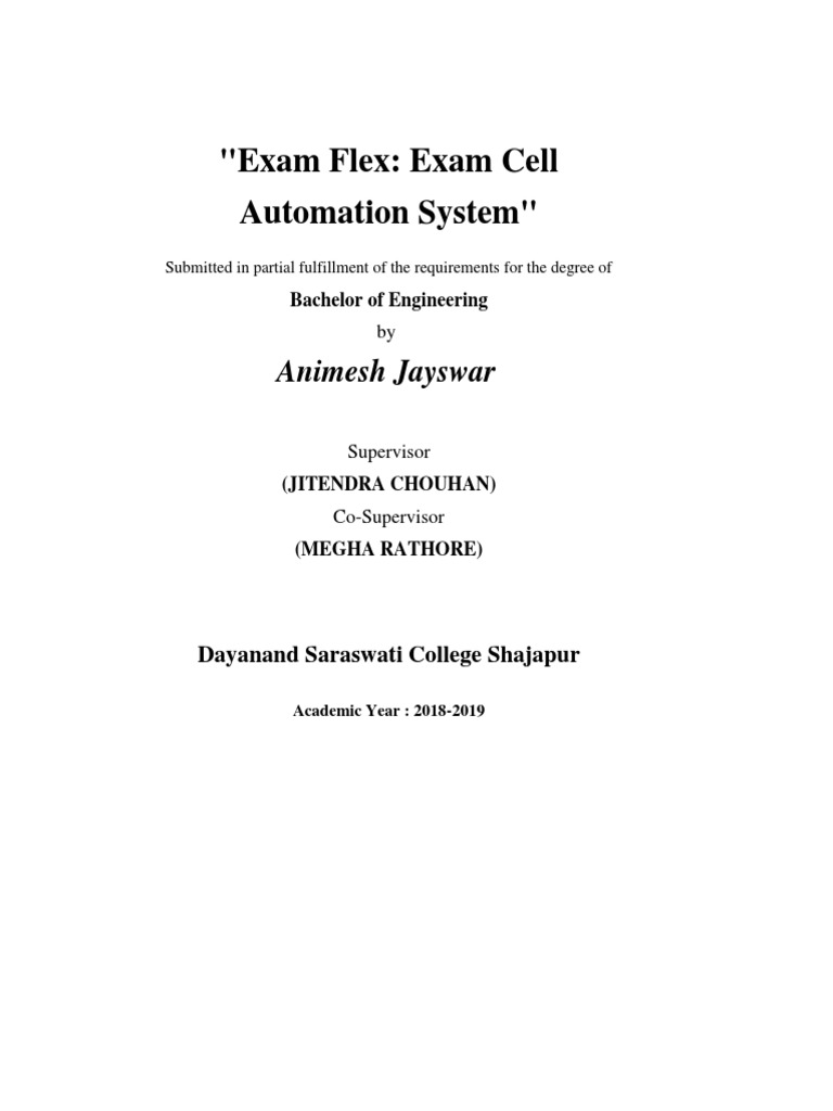 "Exam Flex: Exam Cell Automation System": Animesh Jayswar | PDF | My ...