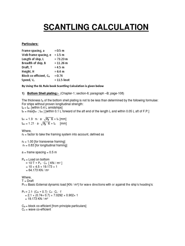 Final Scantling Calculation | PDF | Hull (Watercraft) | Deck (Ship)
