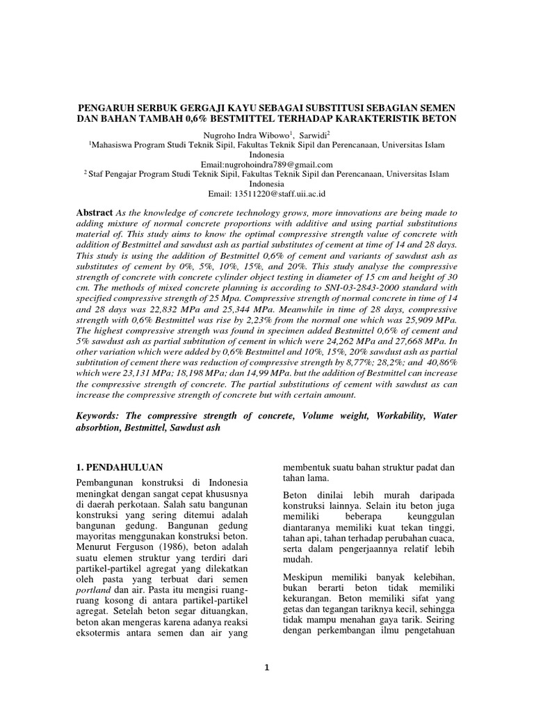 Beton Kuat dengan Serbuk Gergaji | PDF | Concrete | Engineering