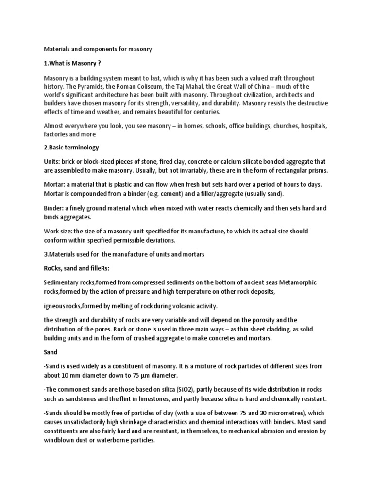 1 What Is Masonry Pdf Mortar Masonry Concrete