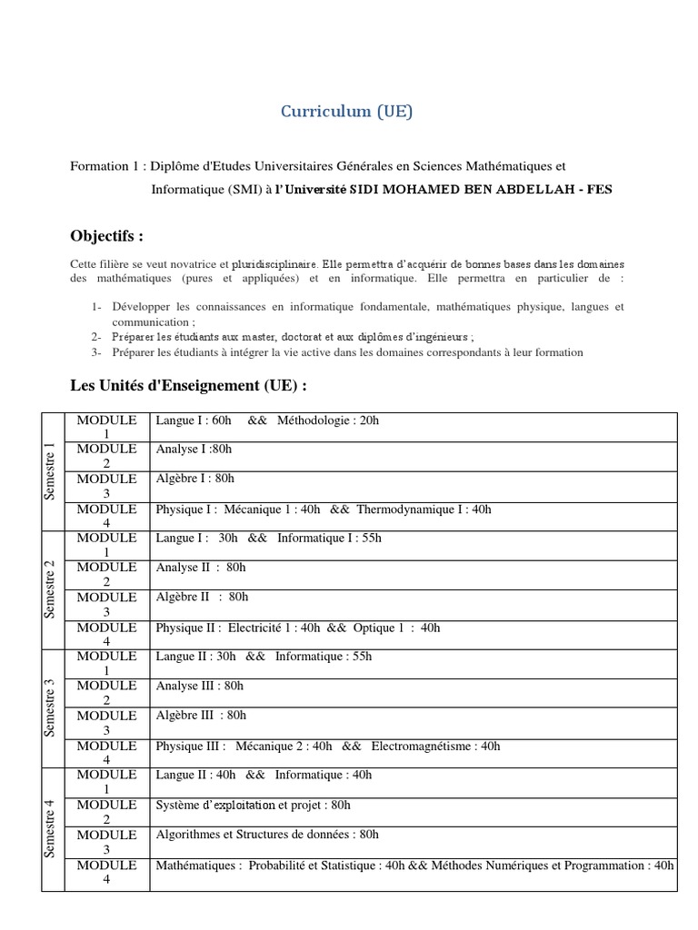Curriculum UE | PDF | Électronique | Informatique