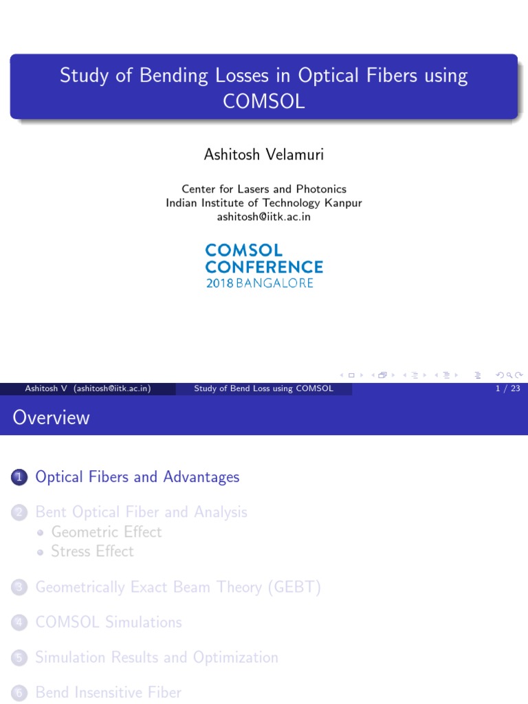 Study of Bending Losses in Optical Fibers Using COMSOL | PDF | Optical ...