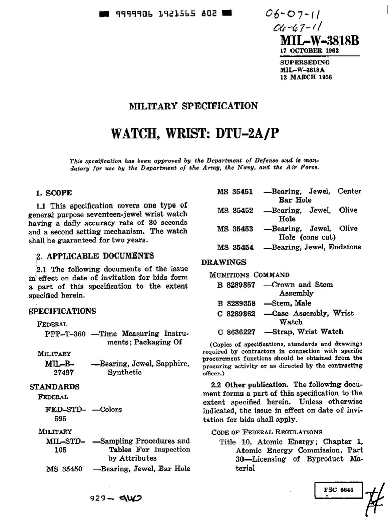MIL-W-3818B Specifications | PDF