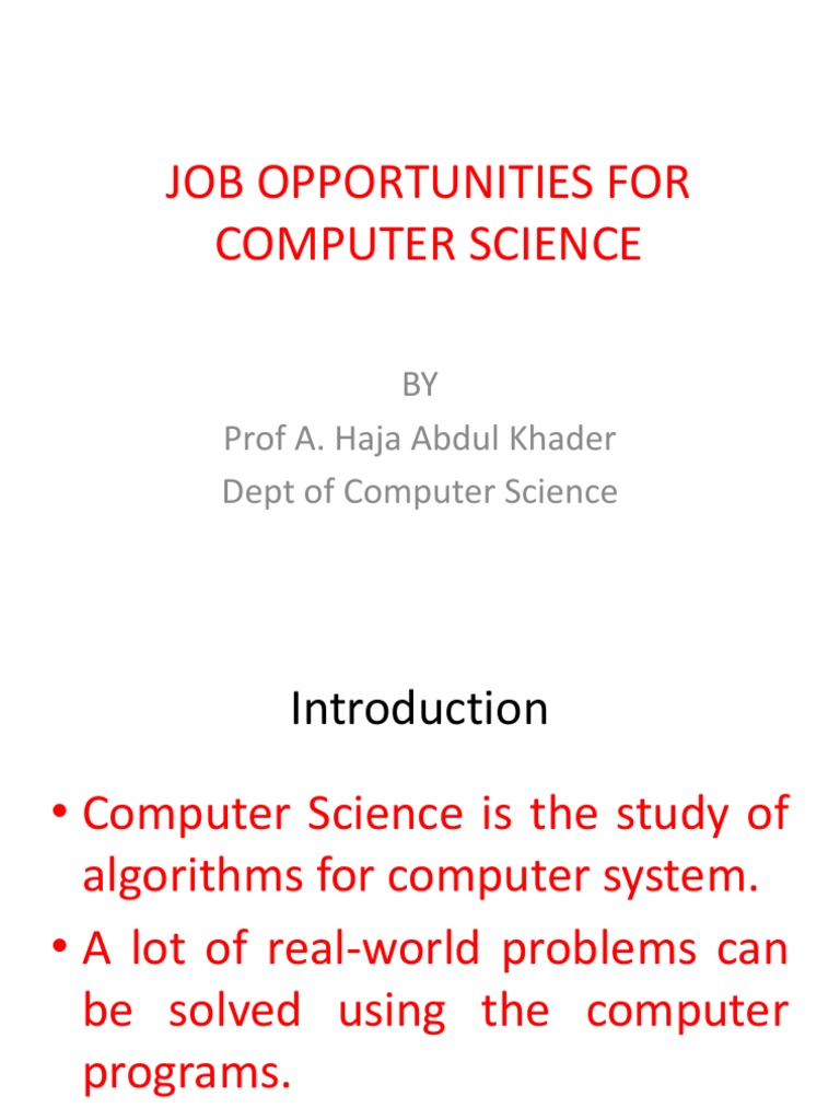 An Overview of Promising Career Opportunities in Computer Science | PDF ...