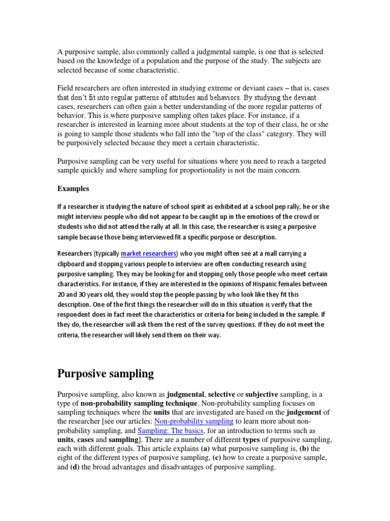 Purposive Sampling: Examples | PDF | Sampling (Statistics) | Cognitive ...