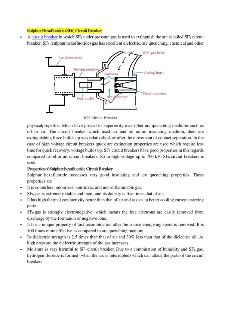Sulphur Hexafluoride (SF6) Circuit Breaker | PDF | Electric Arc | Vacuum