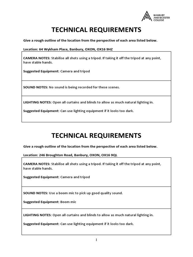 Technical Requirements | PDF | Camera | Optical Devices