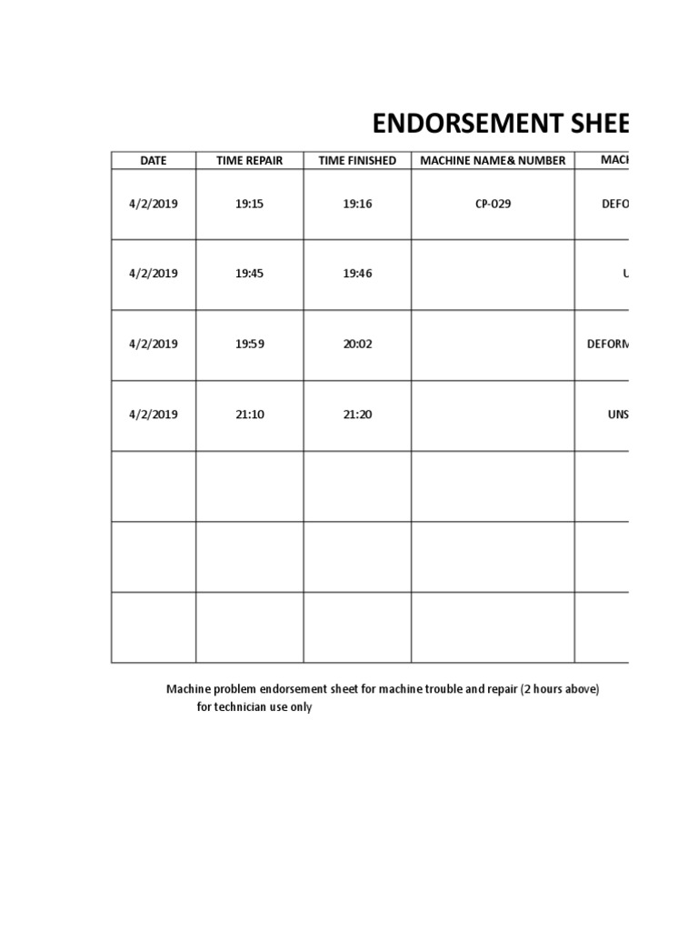 Endorsement Sheet | PDF