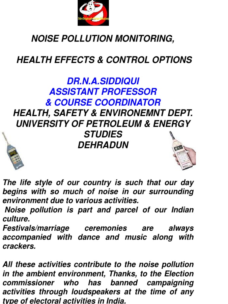 Noise Pollution Monitoring, Health Effects & Control Options | PDF ...