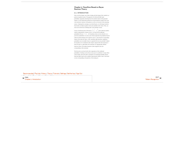 Chapter 2. Classifiers Based On Bayes Decision Theory | PDF | Pattern Recognition | Statistical ...