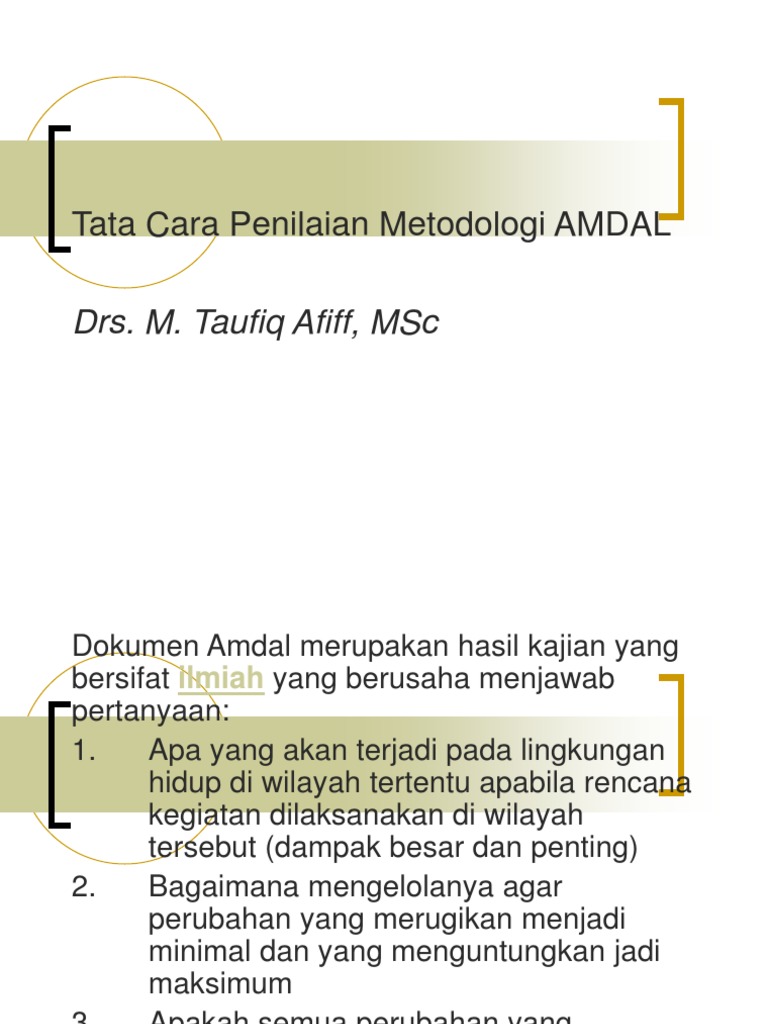 Tata Cara Penilaian Metodologi Amdal | PDF