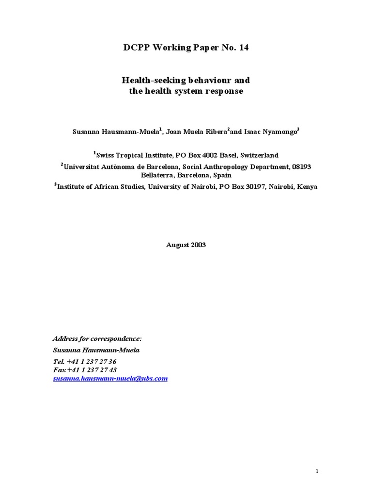 Health-Seeking Behaviour Insights | PDF | Attitude (Psychology ...