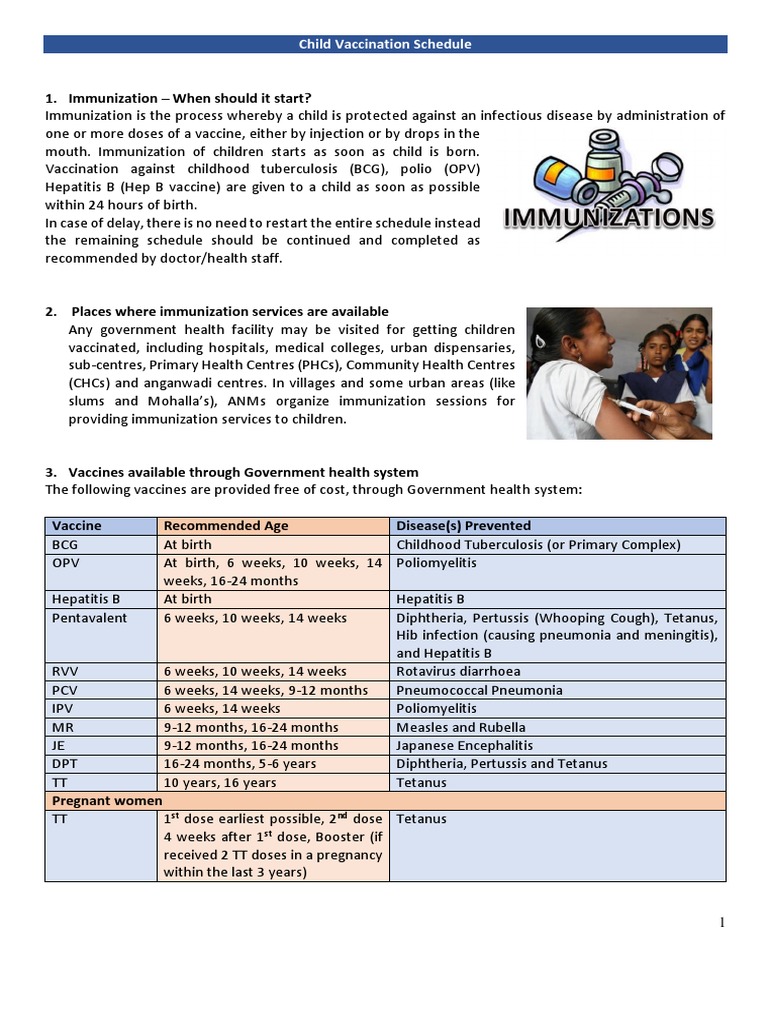 Child Vaccination Schedule Overview | PDF | Vaccines | Children's Health