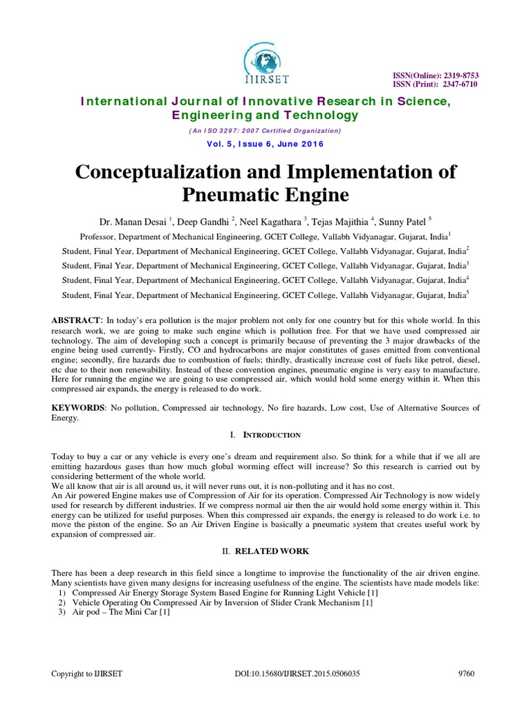 Conceptualization and Implementation of Pneumatic Engine | PDF ...