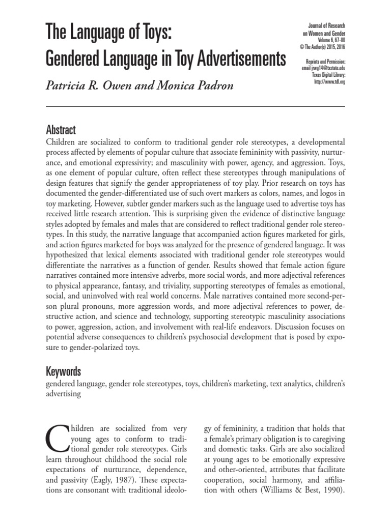 The Language of Toys: Gendered Language in Toy Advertisements | PDF ...