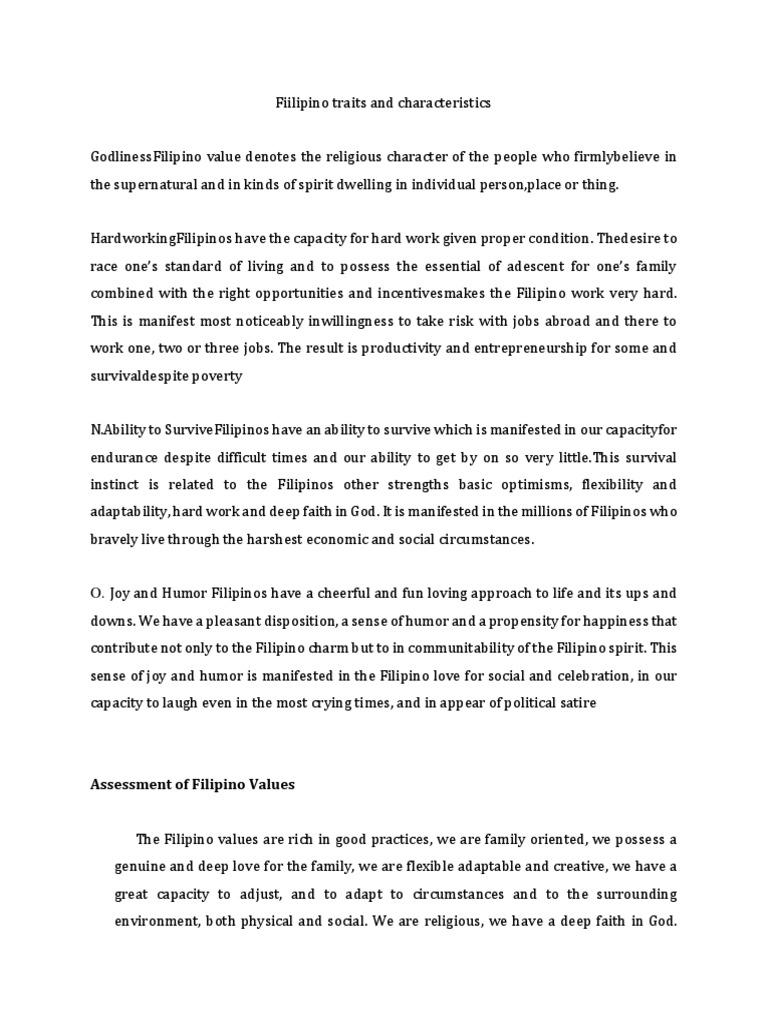 Fiilipino Traits and Characteristics | Download Free PDF | Humour ...