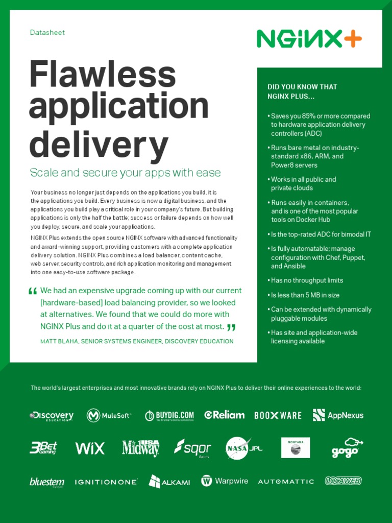 Nginx Plus Datasheet | PDF | Load Balancing (Computing) | Hypertext Transfer Protocol