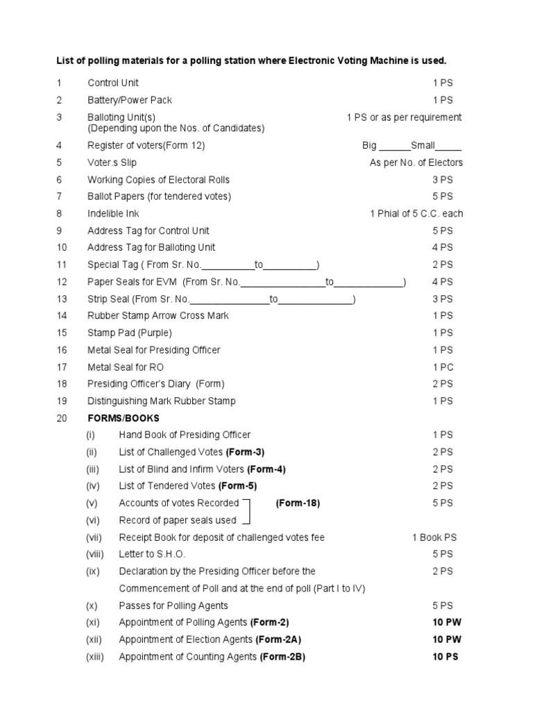List of Polling Materials | PDF | Voting | Elections